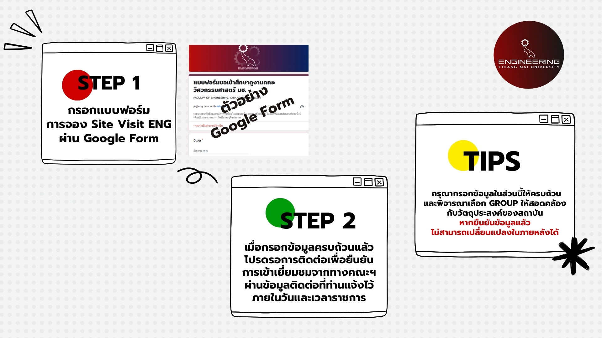 ขั้นตอนการจอง – VISIT : Faculty of Engineering, CMU